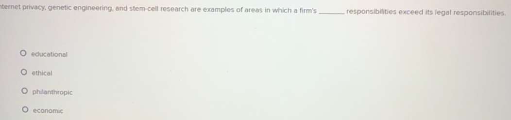 Solved: nternet privacy, genetic engineering, and stem-cell research ...