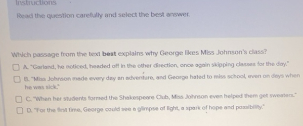 Solved: Instructions Read the question carefully and select the best ...