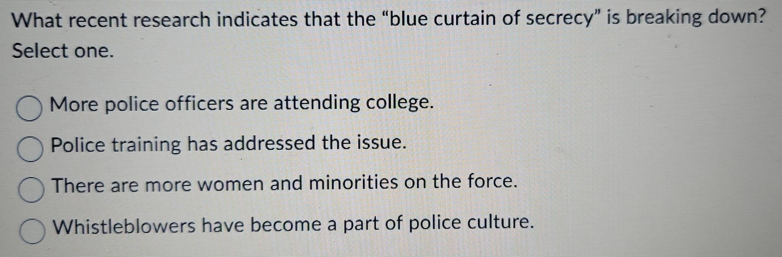 Solved: What recent research indicates that the “blue curtain of ...