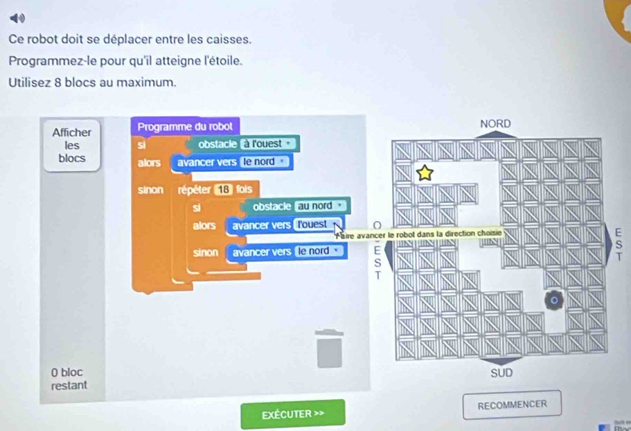 Résolu :Ce robot doit se déplacer entre les caisses. Programmez-le pour ...