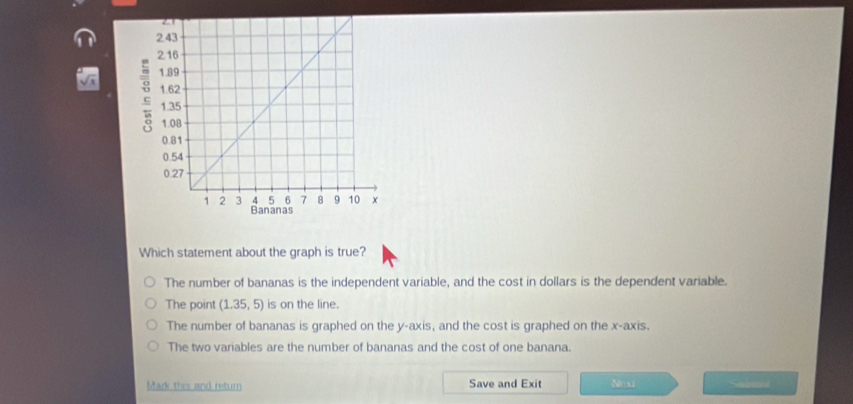 Solved: 2.43 216 1.89 2 1.62 1.35 1.08 0.81 0.54 0.27 5 6 7 8 9 10 x 1 ...