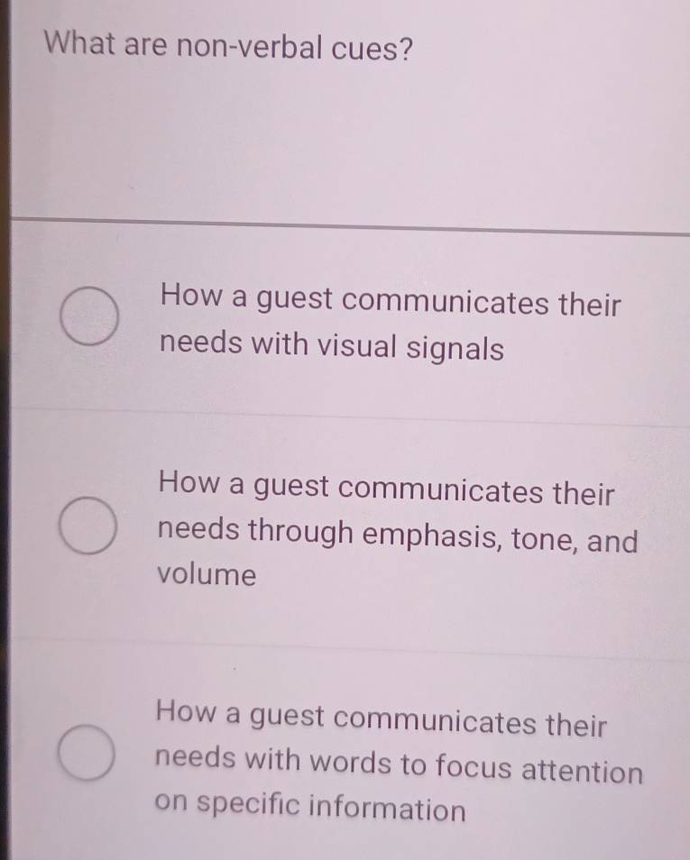 Gelöst:What are non-verbal cues? How a guest communicates their needs ...