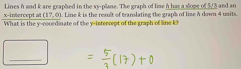 แก้ไขแล้ว:Lines h and k are graphed in the xy -plane. The graph of line ...