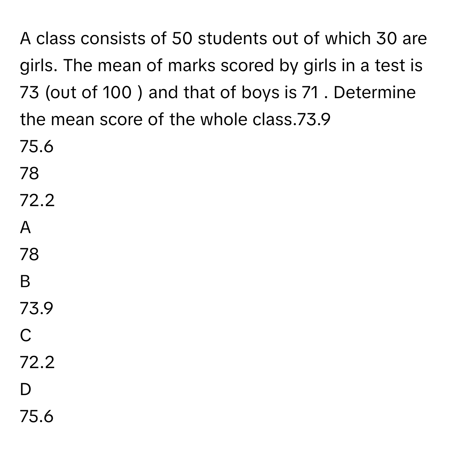 Solved: A class consists of 50 students out of which 30 are girls. The ...