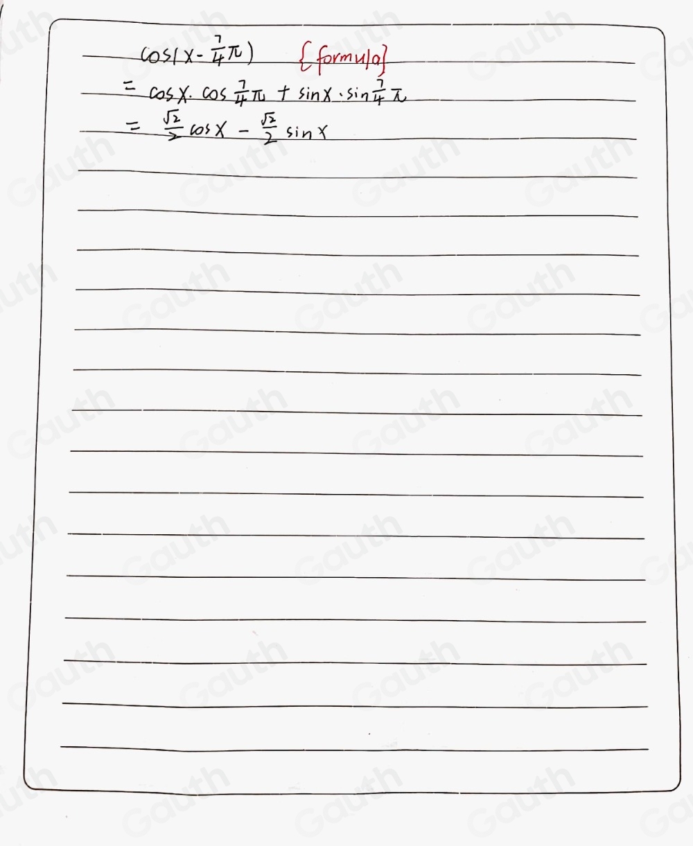 Solved: Use the sum or difference formula for cosine to rewrite cos (x ...