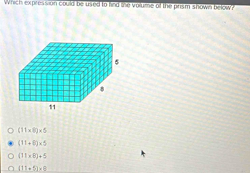 Solved: Which expression could be used to find the volume of the prism ...