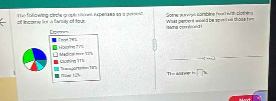 Solved: The following circle graph shows expenses as a percent Some ...
