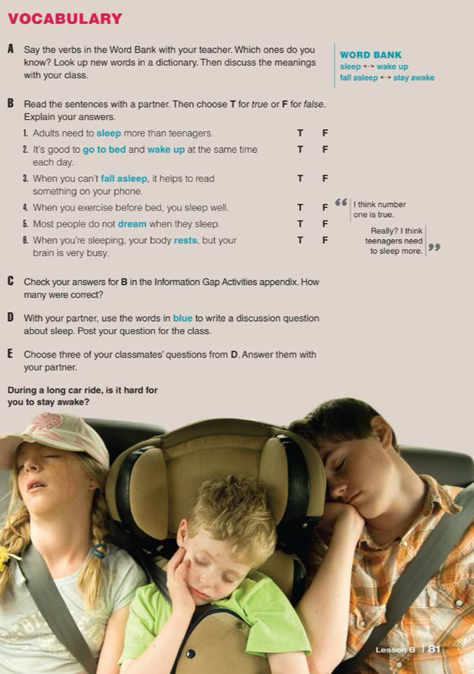 Resuelto:VOCABULARY A Say the verbs in the Word Bank with your teacher ...