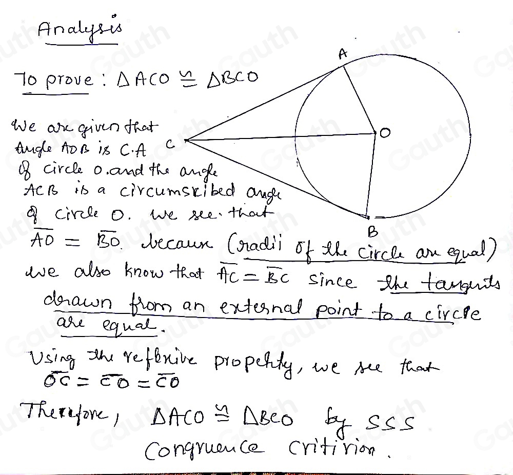Solved: Given: ∠ AOB is a central angle and ∠ ACB is a We are given ...