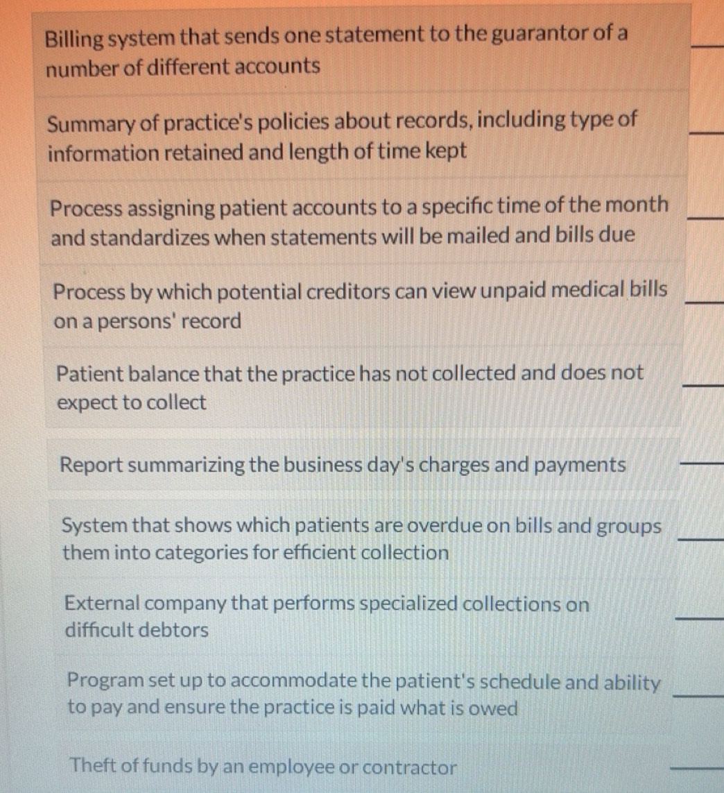 Solved: Billing system that sends one statement to the guarantor of a ...