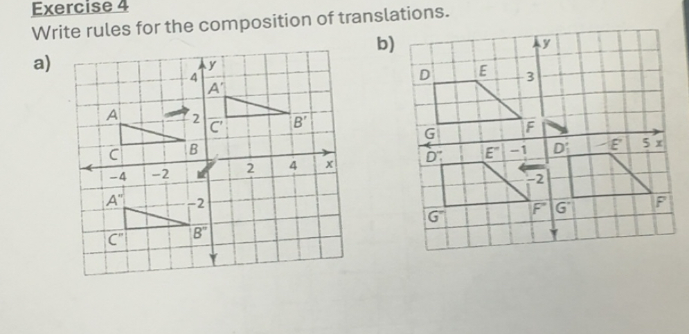 Solved: Write rules for the composition of translations. b) a) [Math]