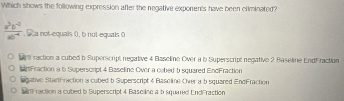 Solved: Which shows the following expression after the negative ...