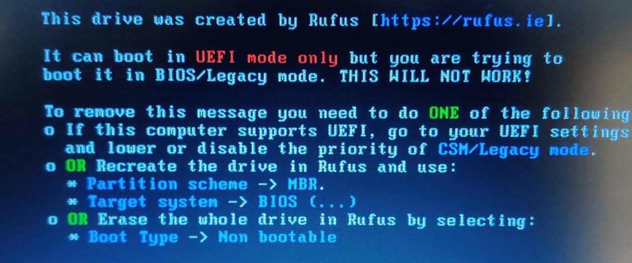 Solved: This drive was created by Rufus [https://rufus.ie]. It can boot ...