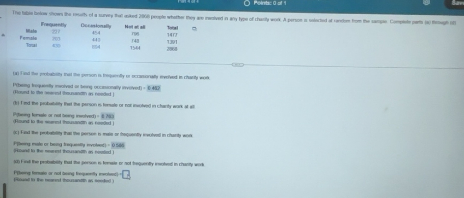 Solved: The table below shows the results of a survey that asked 2868 ...
