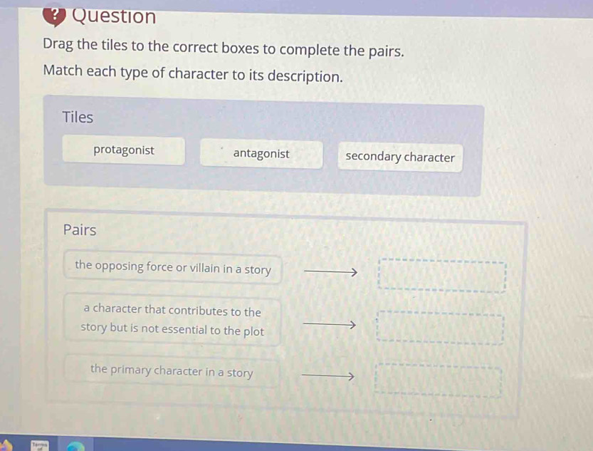 Solved: Question Drag the tiles to the correct boxes to complete the pairs. Match each type of ...
