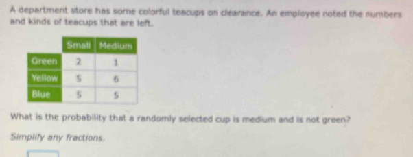 Solved: A department store has some colorful teacups on clearance. An ...