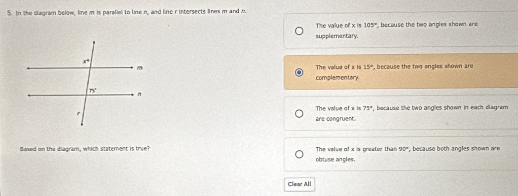 Solved: In the diagram below, line m is parallel to line n, and line r ...
