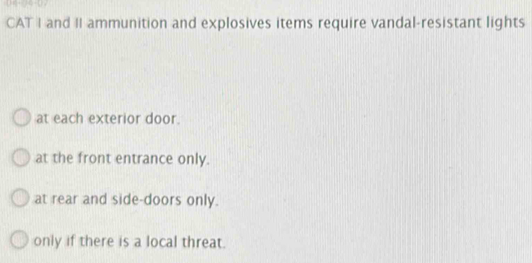 Solved: CAT I and II ammunition and explosives items require vandal ...