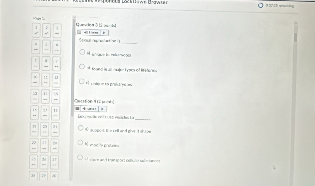 Solved: Requires Responaus LockDown Browser 0:37:35 remaining Page 1. 1 2 3 Question 3 (2 points ...