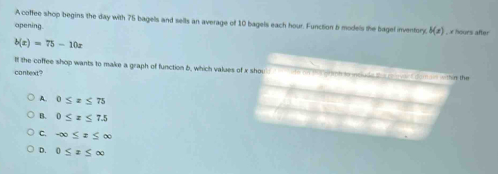 Solved: A coffee shop begins the day with 75 bagels and sells an ...