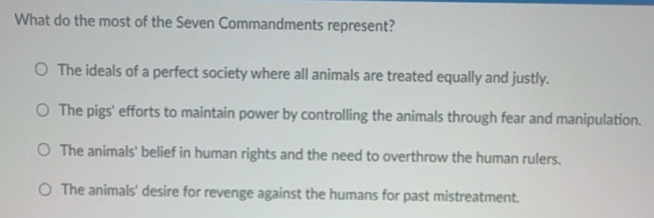 Solved: What do the most of the Seven Commandments represent? The ...