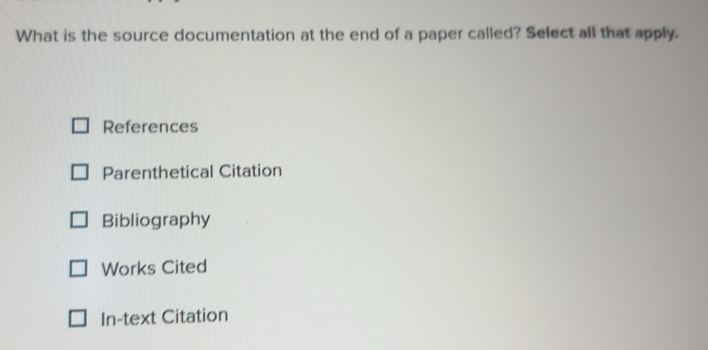 Solved: What is the source documentation at the end of a paper called ...