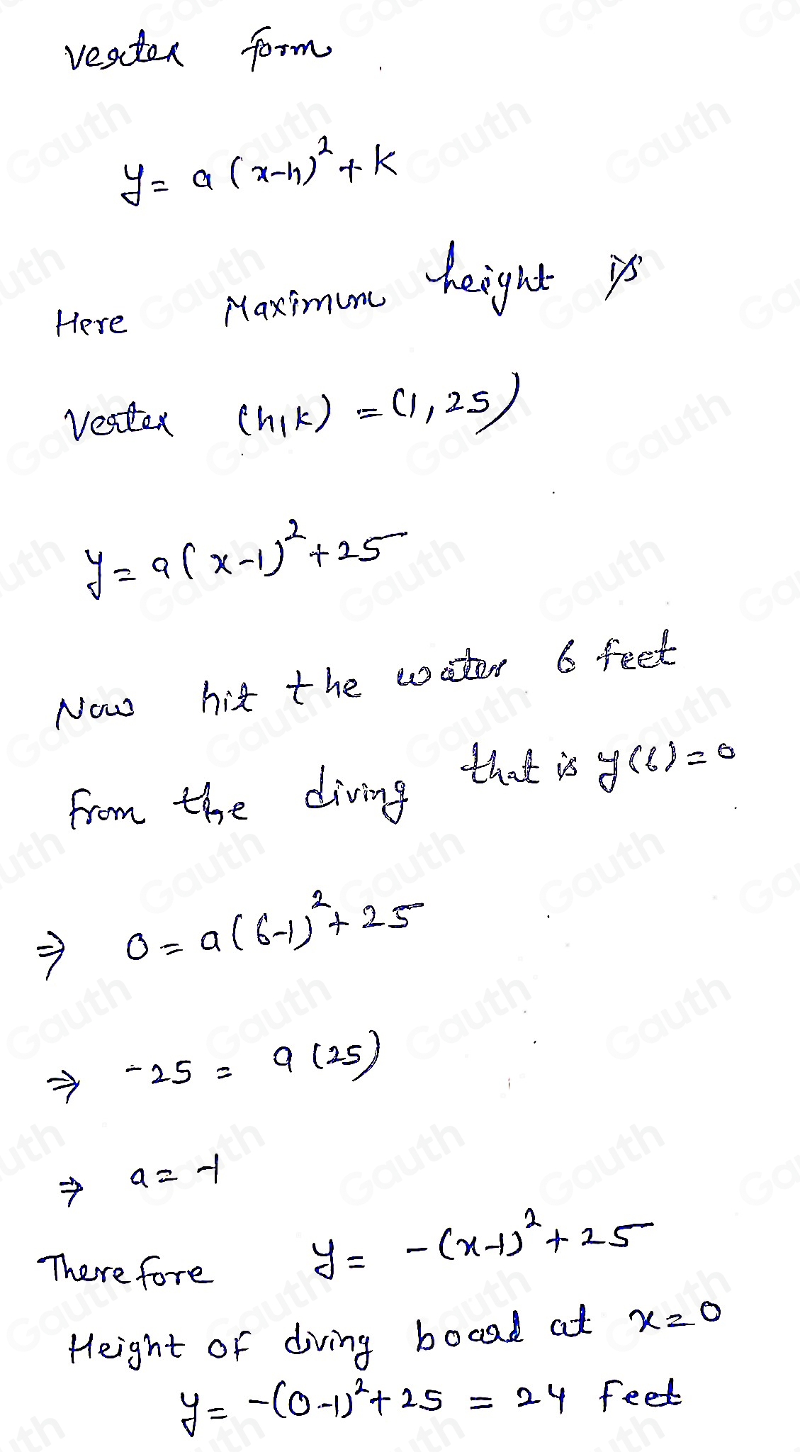 Solved: MODELING REAL LIFE You jump off a diving board into a pool. You ...