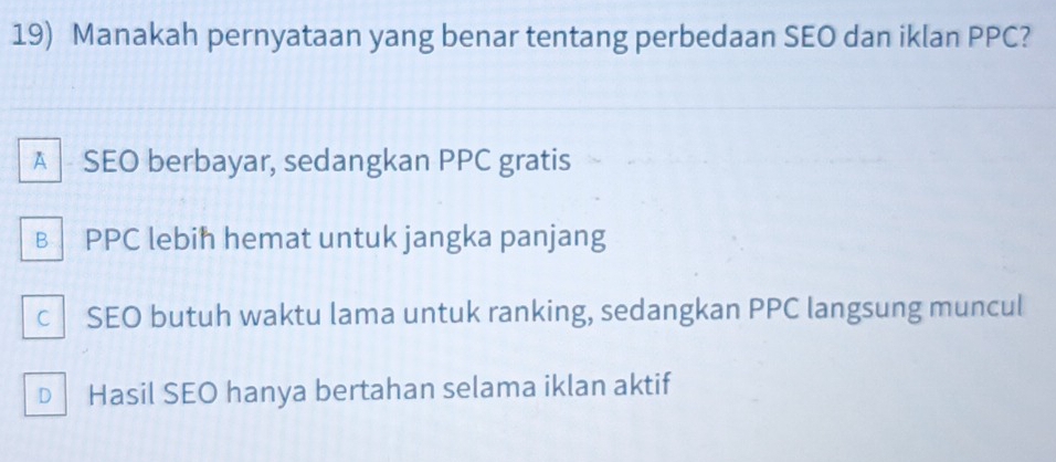 Telah dijawab:Manakah pernyataan yang benar tentang perbedaan SEO dan ...