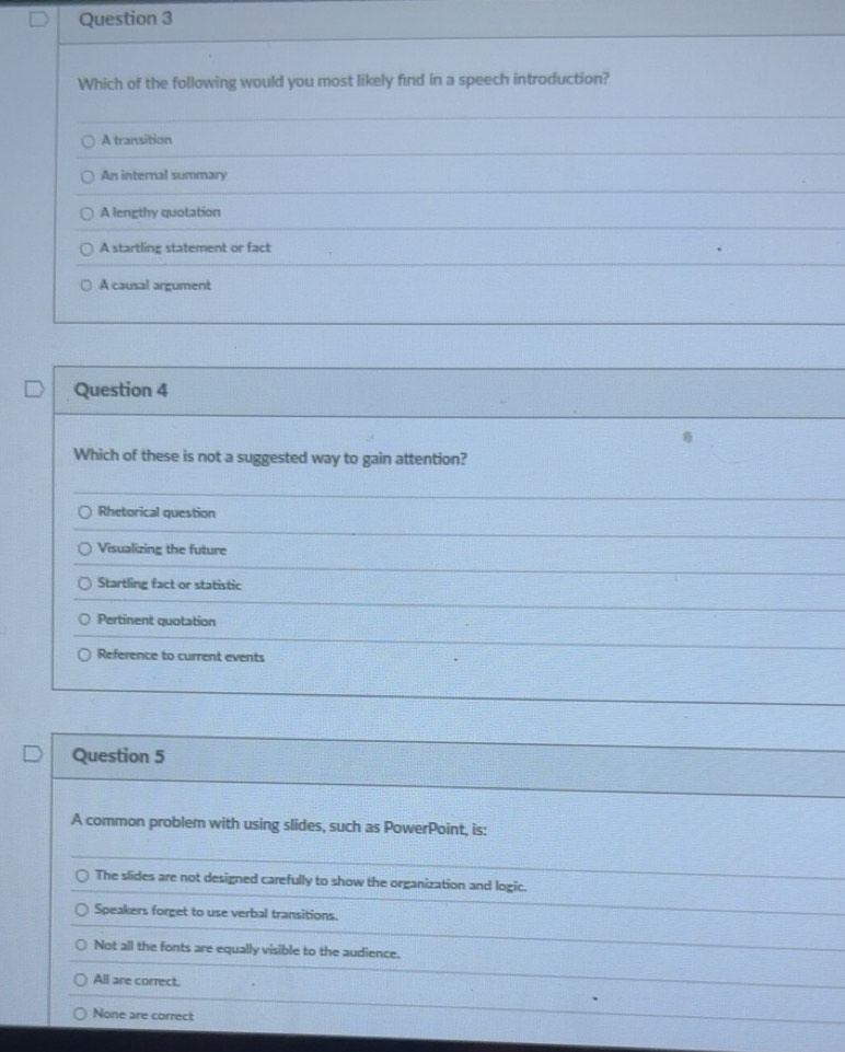 Solved: Which of the following would you most likely find in a speech ...