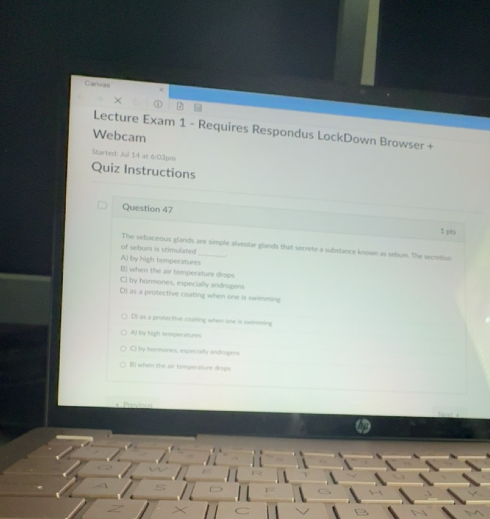 Solved: Canvas Lecture Exam 1 - Requires Respondus LockDown Browser ...