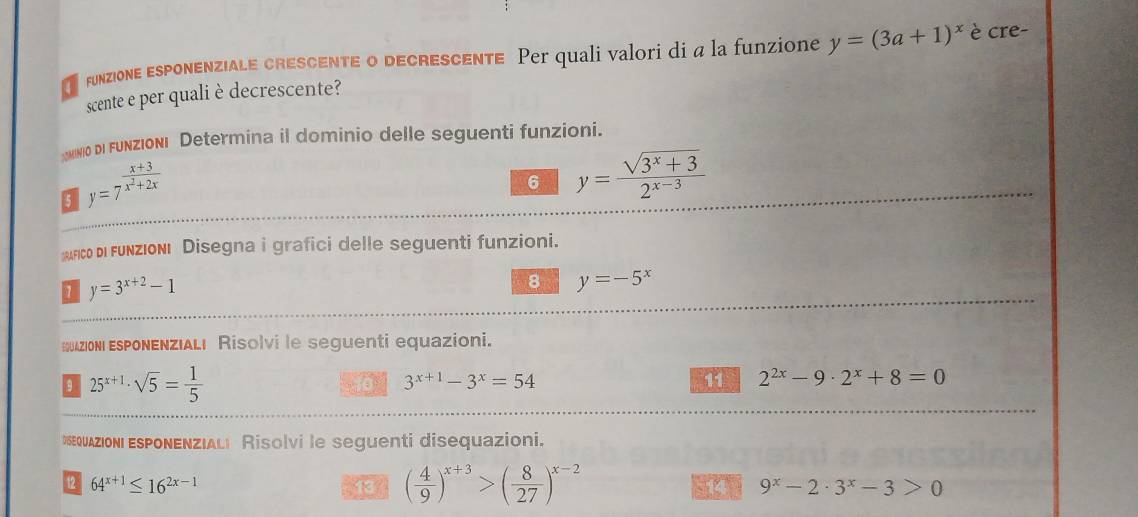 Risolto:funzione esponenziale crescente o decrescente Per quali valori ...