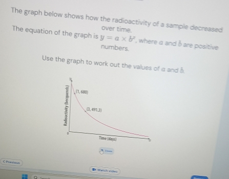 Solved: The graph below shows how the radioactivity of a sample ...