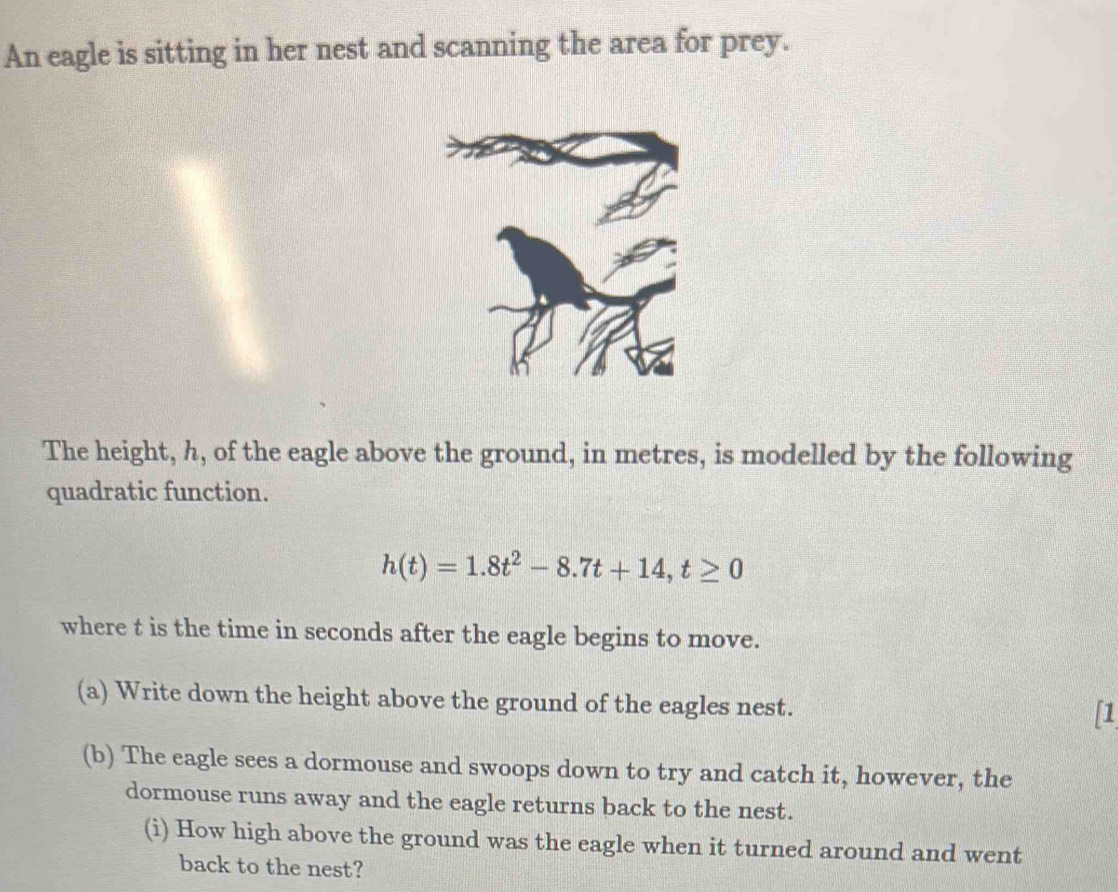 Solved: An eagle is sitting in her nest and scanning the area for prey ...