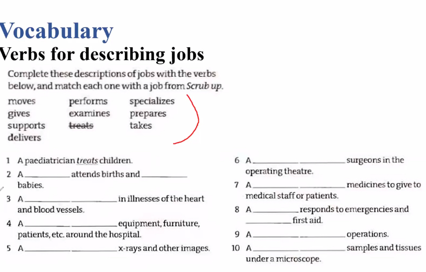 Giải quyết:Vocabulary Verbs for describing jobs Complete these ...
