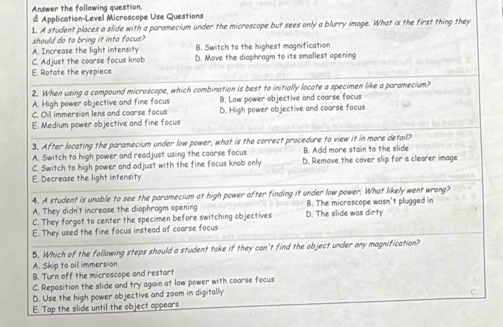 Solved: Answer the following question. * Application-Level Microscope ...