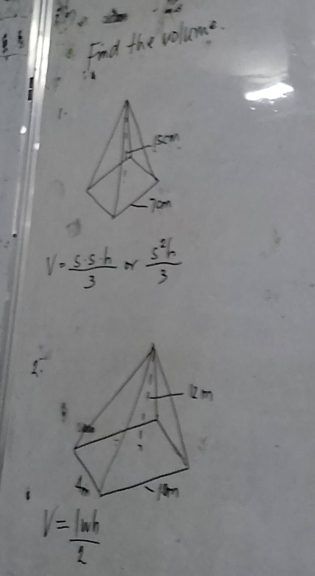 Solved: Find the volume. V= 5· 5· h/3 * 5^2h/3 V= ln h/2 [Calculus]