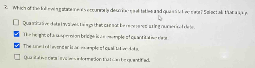 Solved: Which of the following statements accurately describe qualitative and quantitative data ...
