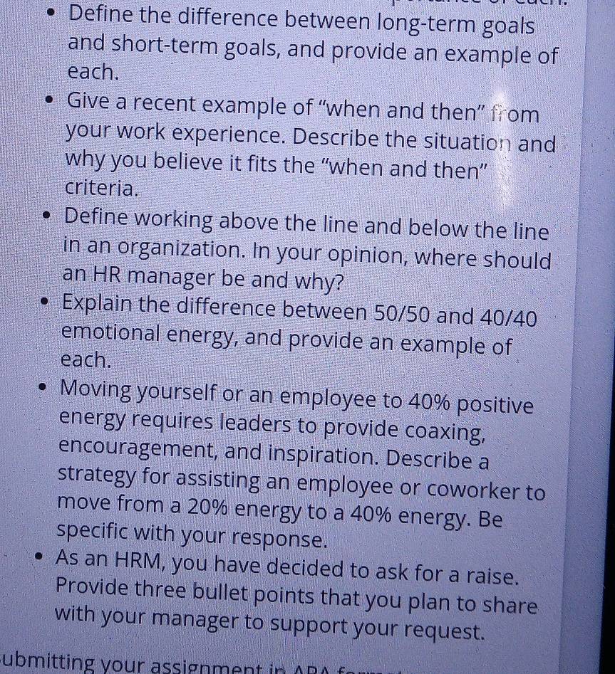 Solved: Define the difference between long-term goals and short-term ...