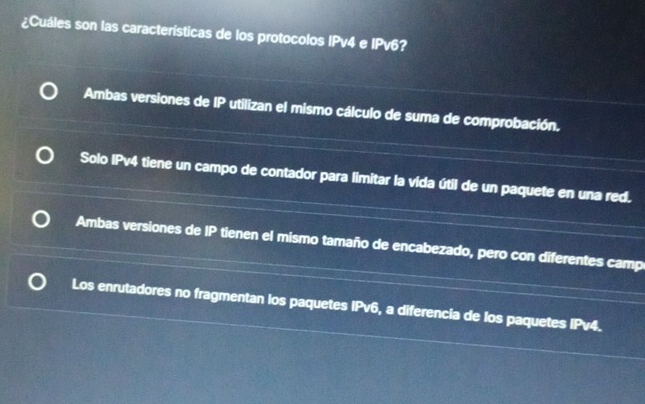 Resuelto:¿Cuáles son las características de los protocolos IPv4 e IPv6 ...