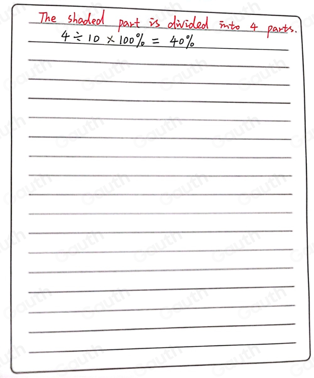 Solved: The rectangle is divided into 10 equal parts? What percent of ...