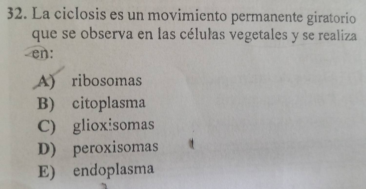 Resuelto:La ciclosis es un movimiento permanente giratorio que se ...