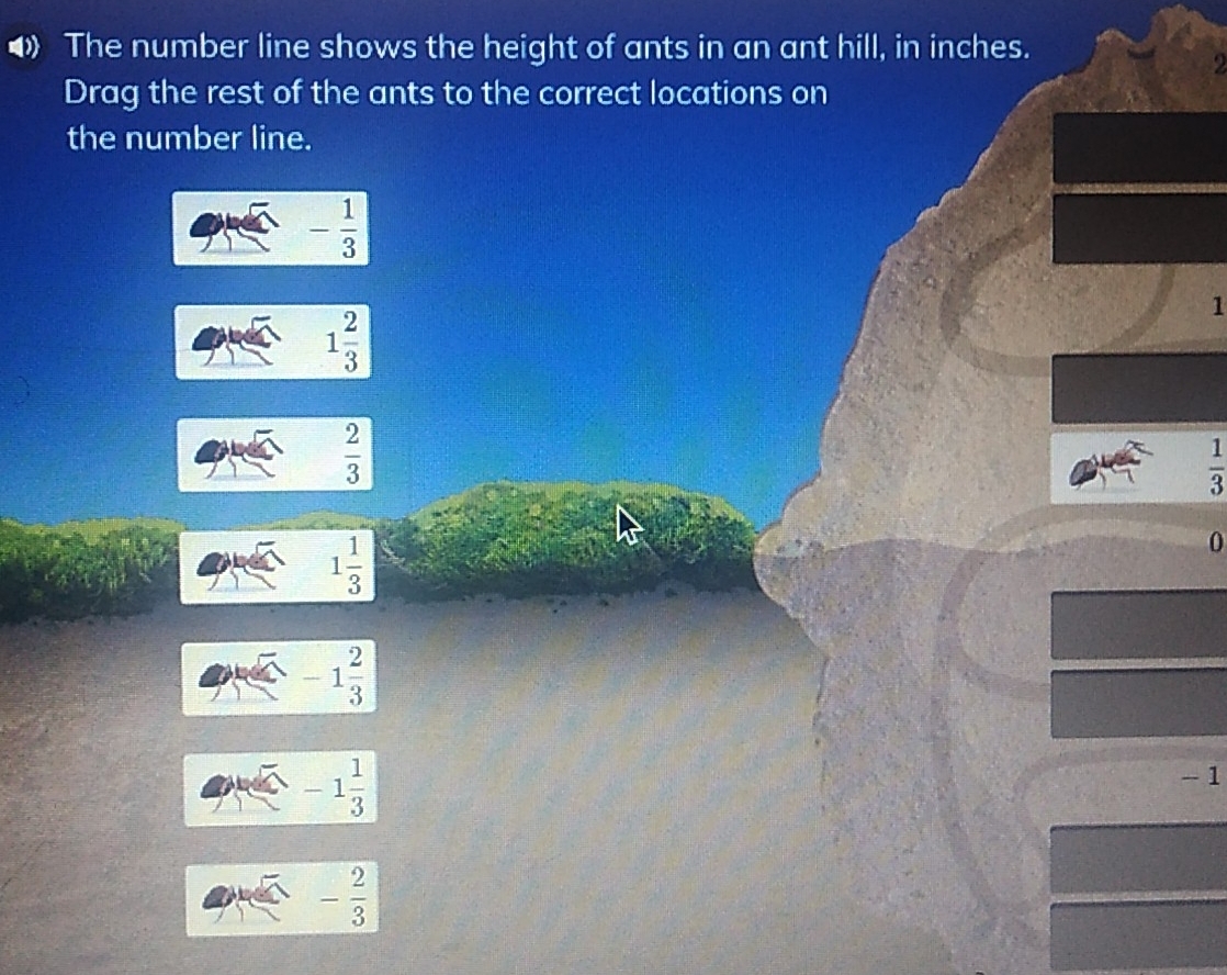 Solved: The number line shows the height of ants in an ant hill, in ...