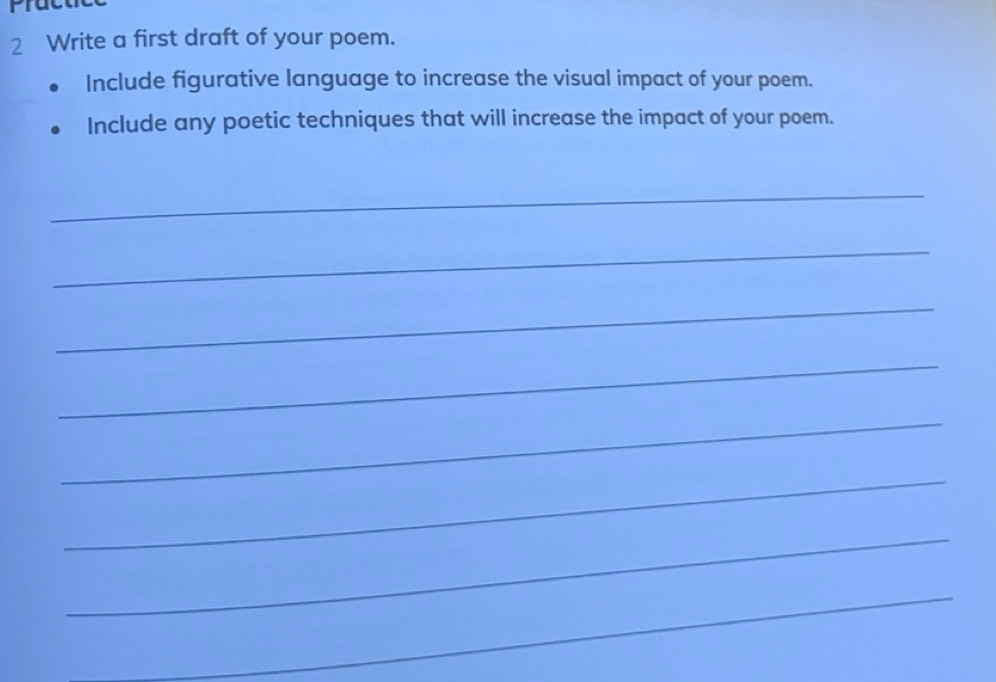 Risolto:Write a first draft of your poem. Include figurative language ...