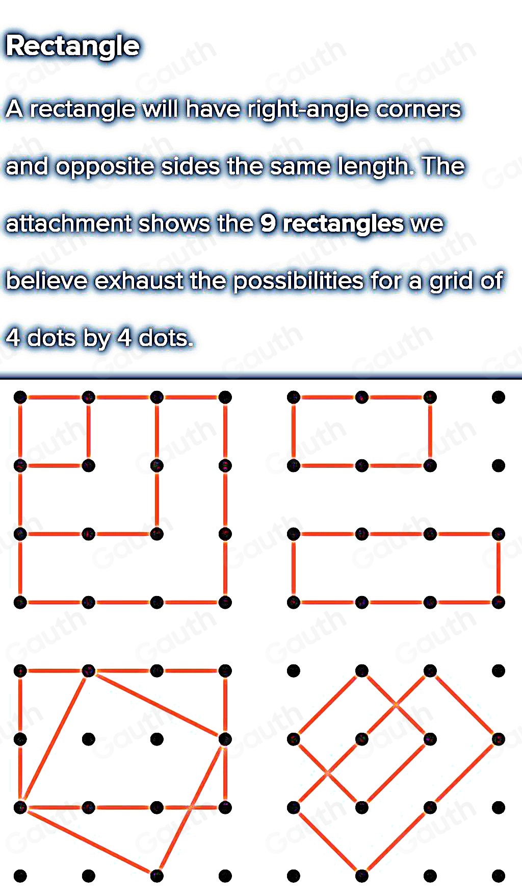 Solved: How many rectangles can you make that will fit on a 4* 4 geoboard such that none of them ...