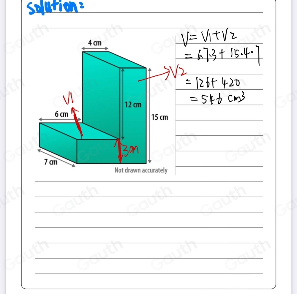 Solved: The cross-section of the prism below is a compound shape formed of two rectangles. Work ...