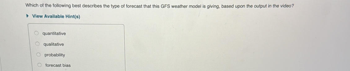 Solved: Which of the following best describes the type of forecast that ...
