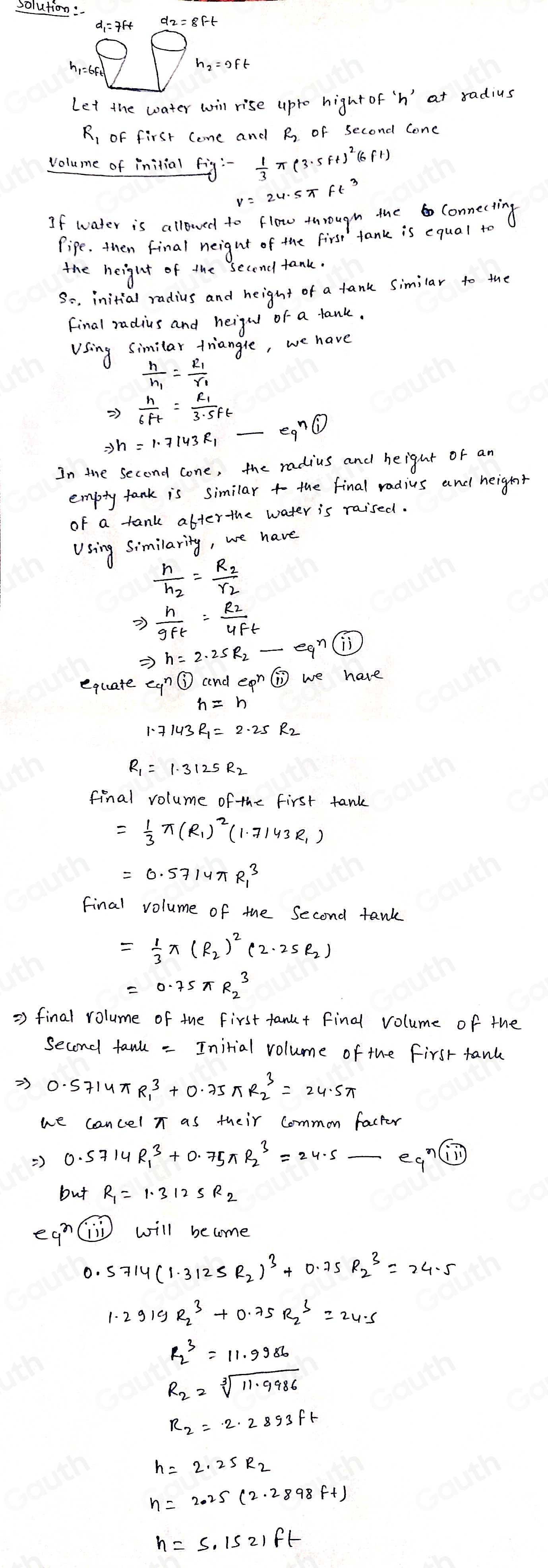 Solved: Two vertical conical tanks (both inverted) have their vertices ...