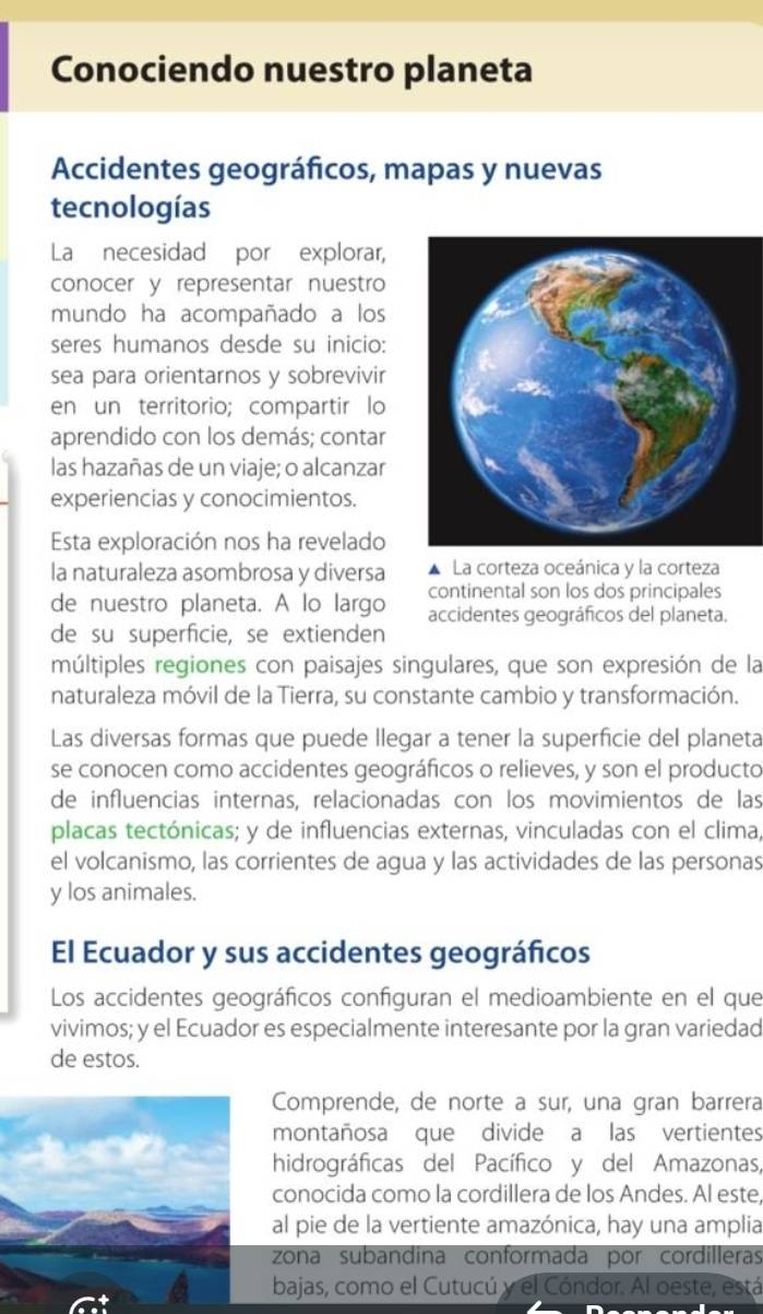 Resuelto:Conociendo nuestro planeta Accidentes geográficos, mapas y ...