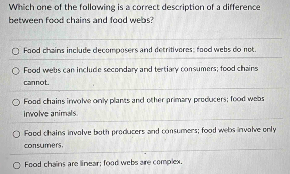 Solved: Which one of the following is a correct description of a ...