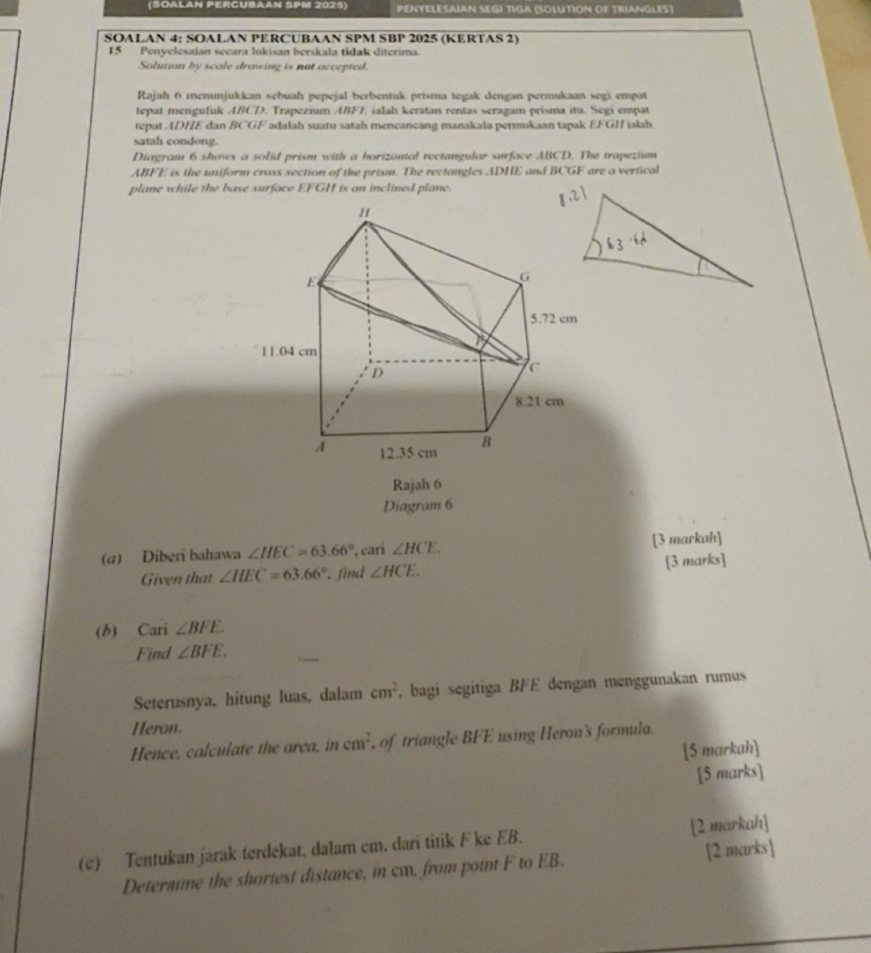 Selesai:SPM 2025) PENYELESAIAN SEGI TIGA (SOLUTION OF TRIANGLES) SOALAN ...